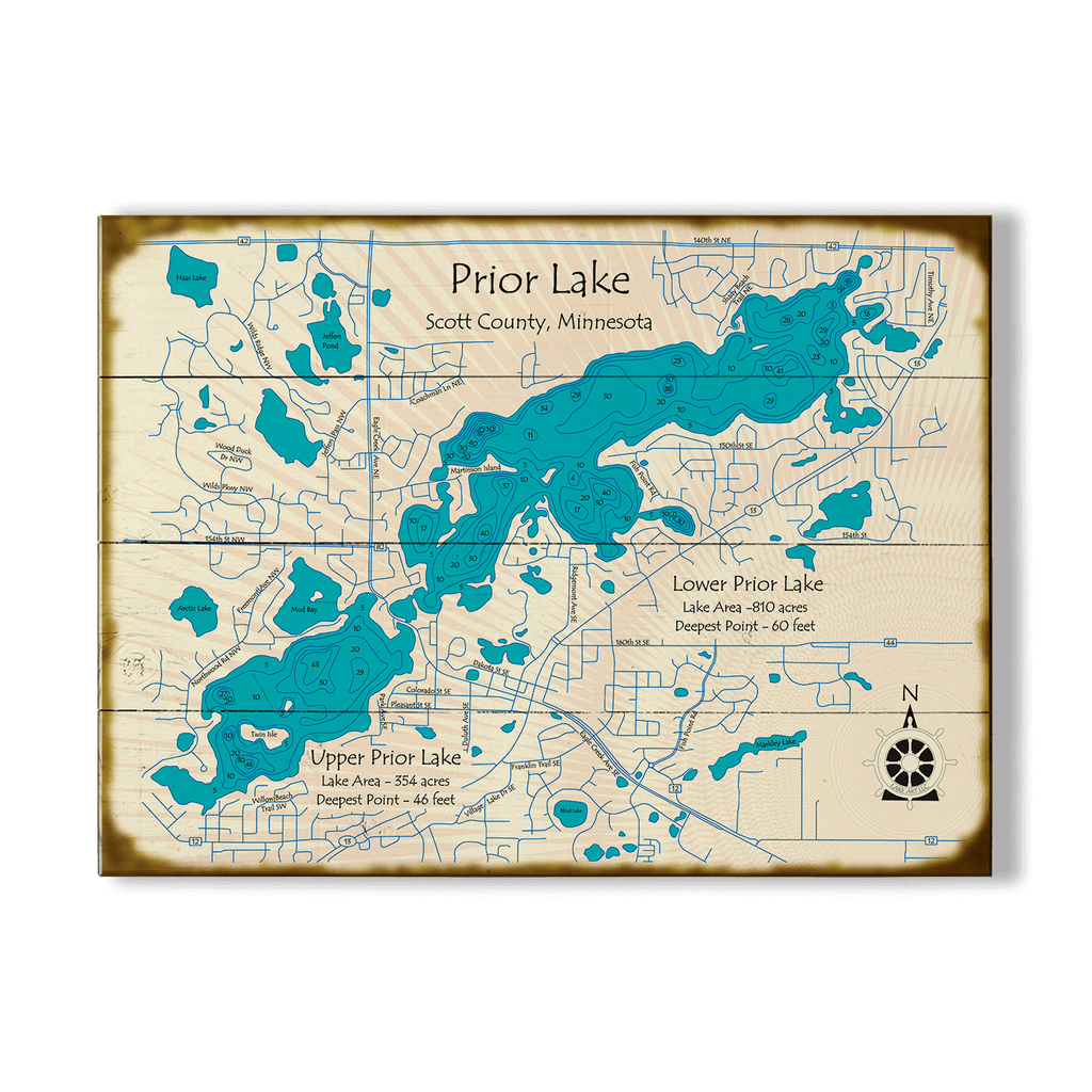 Prior Lake, Minnesota- Wood & Metal Wall Art – Old Wood Signs