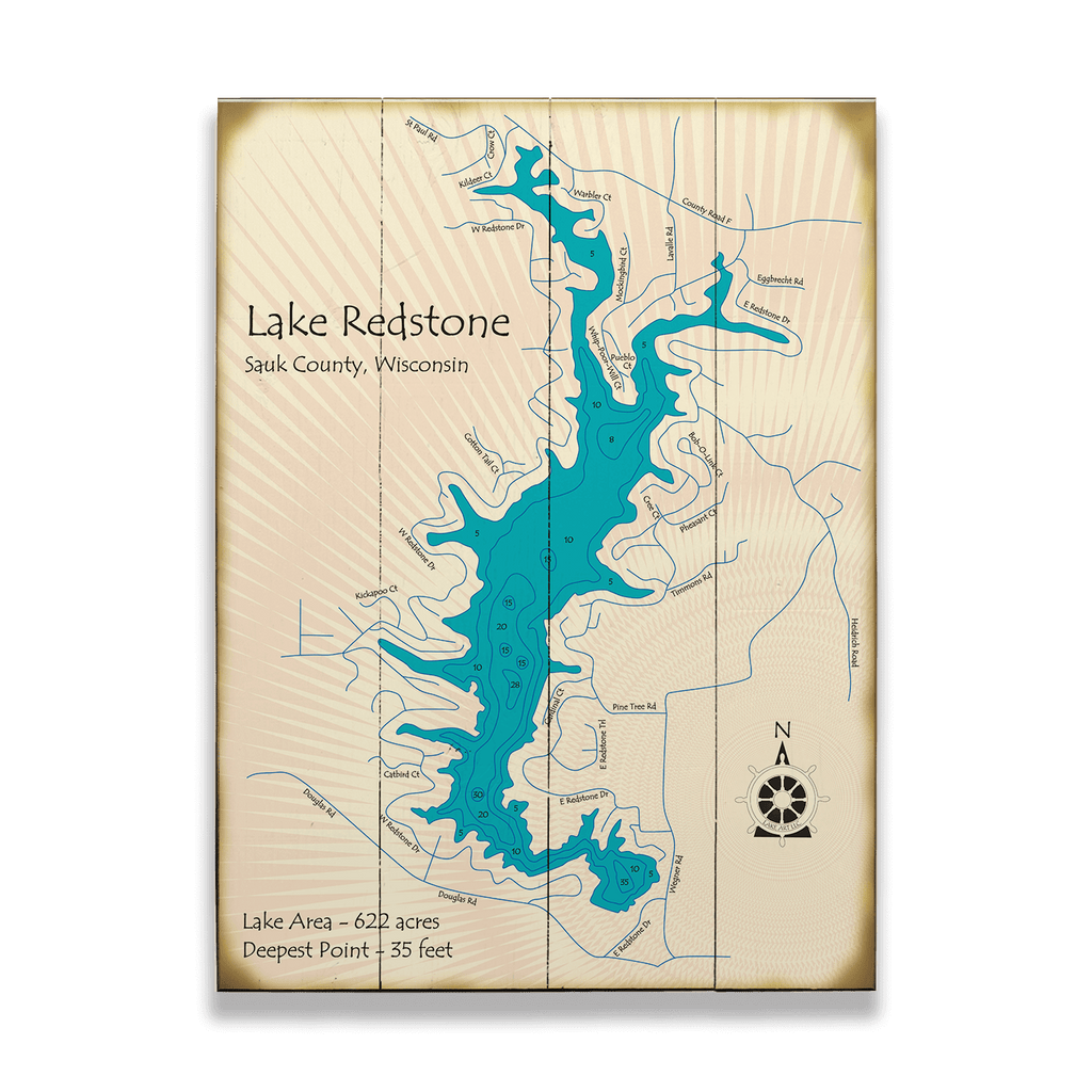Lake Redstone, Wisconsin - Wood & Metal Wall Art – Old Wood Signs