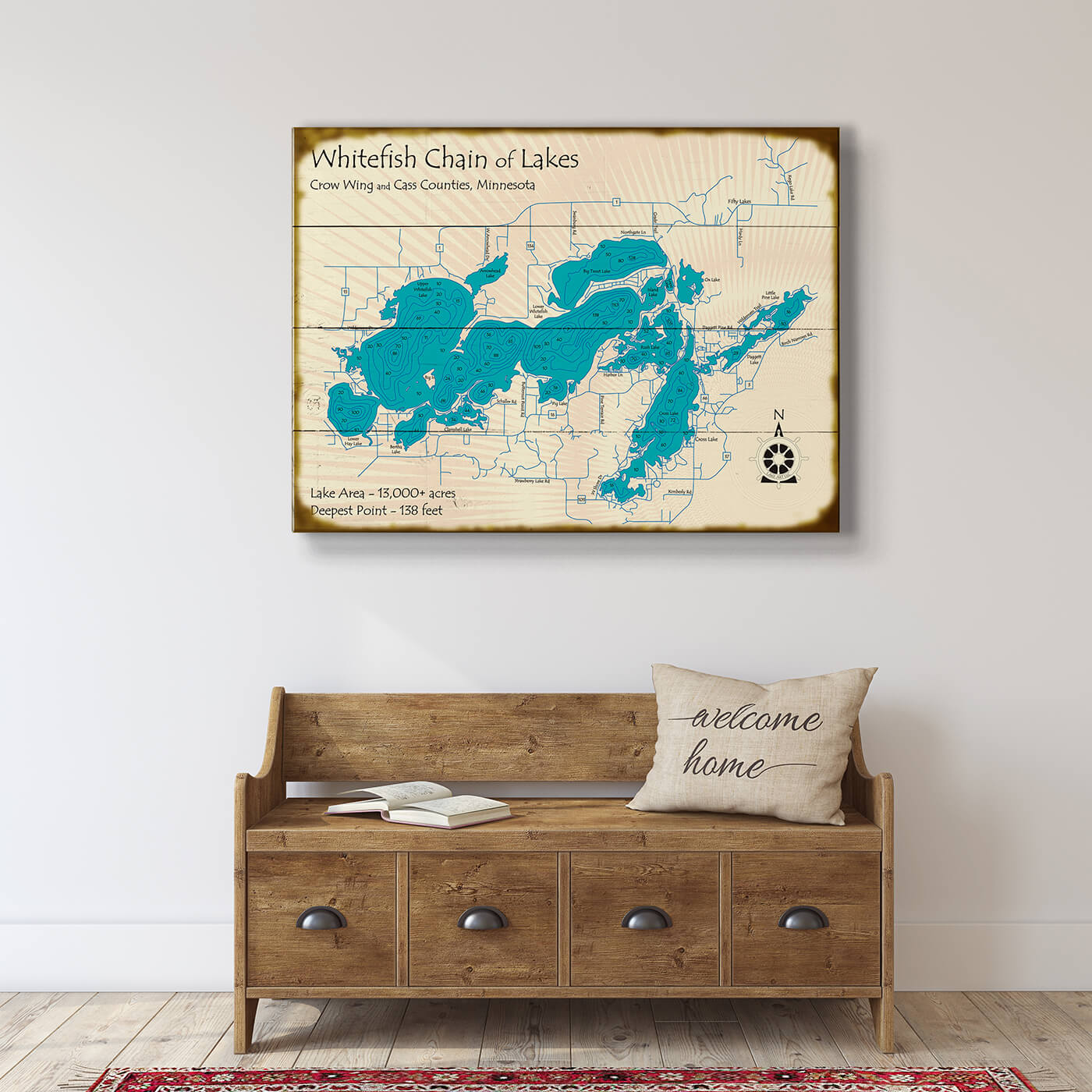 Whitefish Chain of Lakes, Minnesota - Wood & Metal Wall Art – Old Wood ...