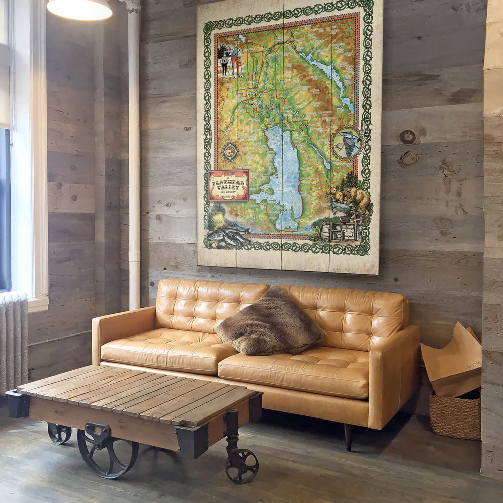 Flathead Valley Montana: Illustrated Map - Wood & Metal Wall Art – Old ...