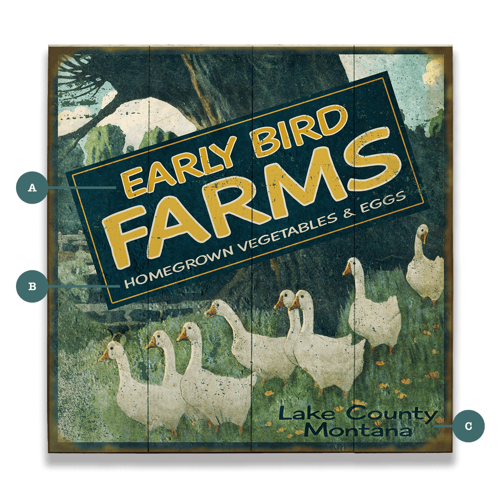 Early Bird Farms - Wood & Metal Wall Art – Old Wood Signs