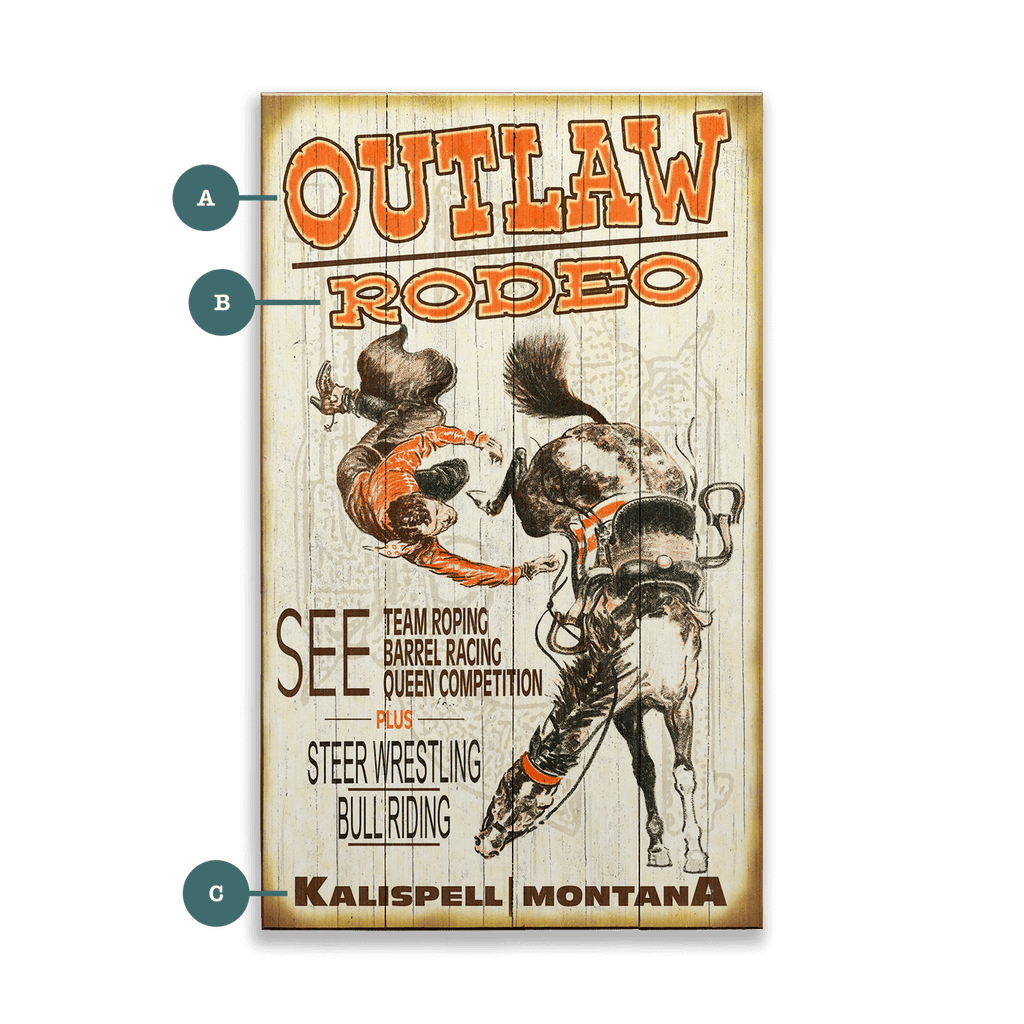 Outlaw Rodeo - Wood & Metal Wall Art – Old Wood Signs