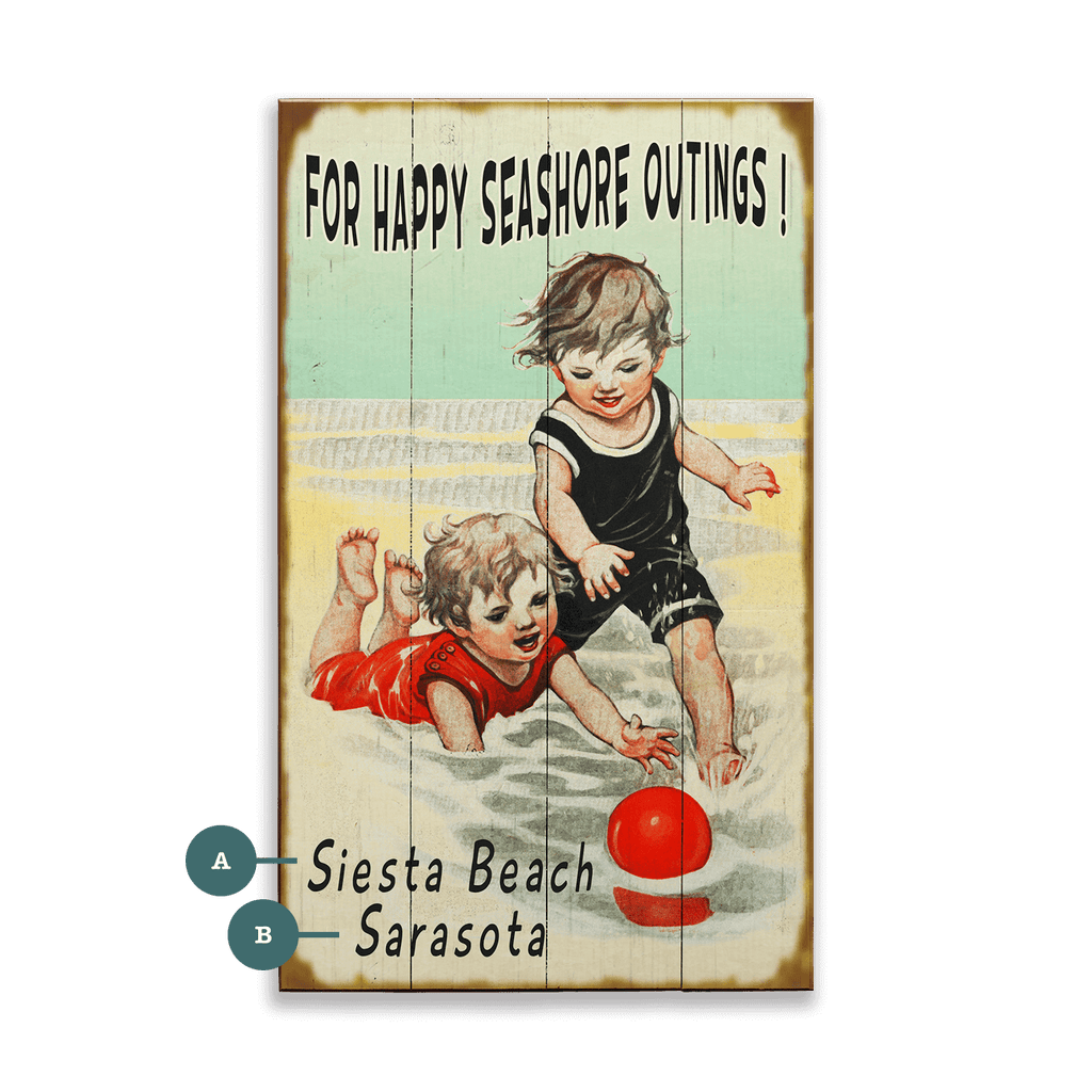 Happy Seashore Outings - Wood & Metal Wall Art – Old Wood Signs