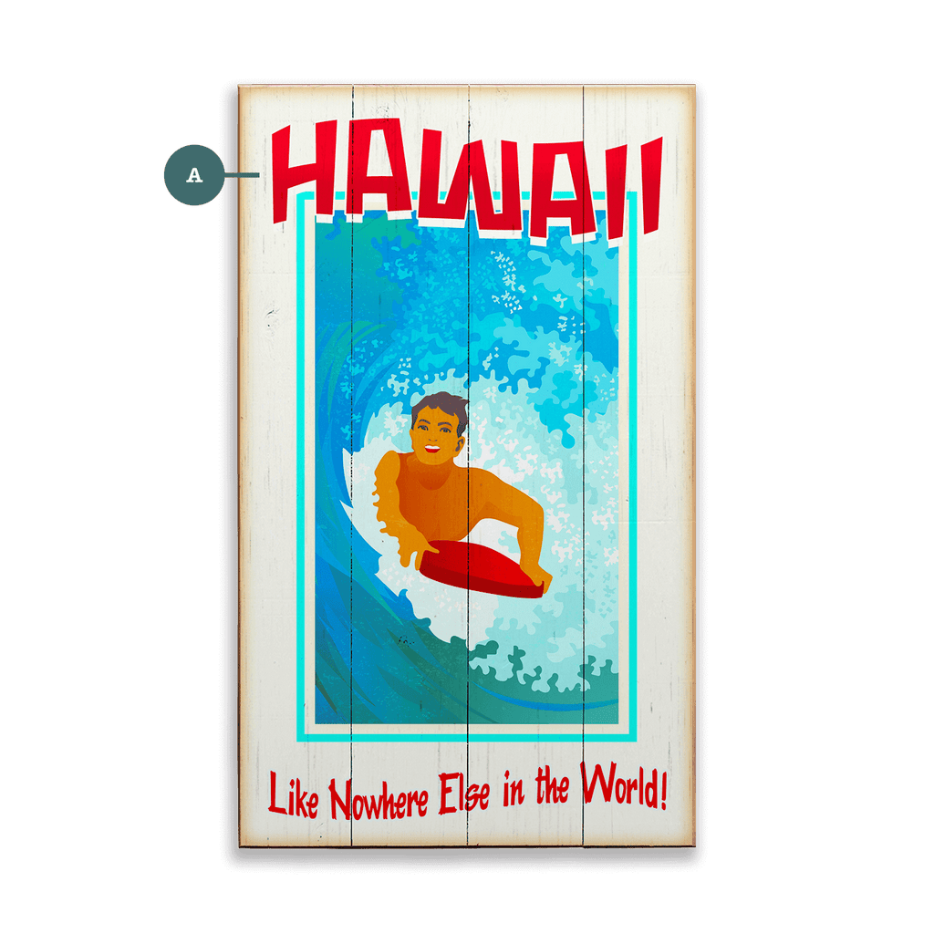 Surf Poster: Like Nowhere Else - Wood & Metal Wall Art – Old Wood Signs