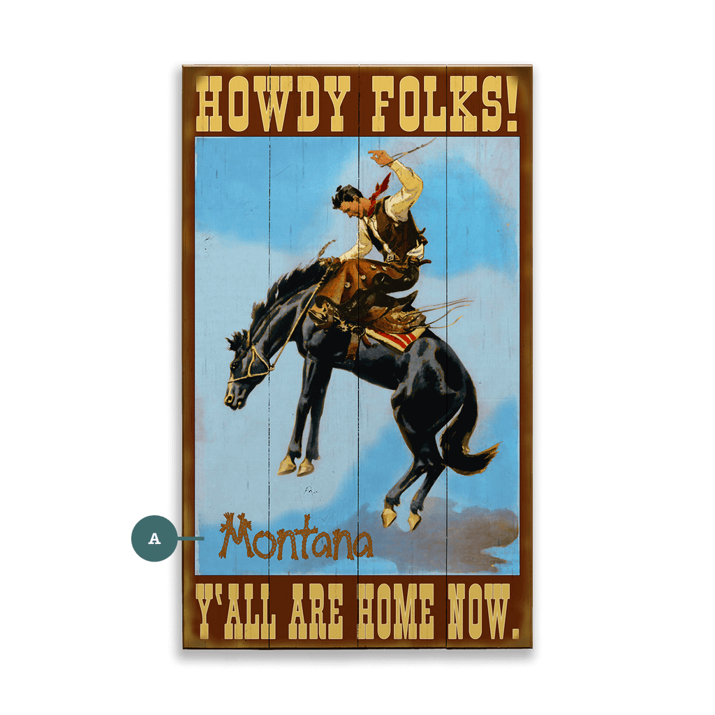 Howdy Folks Bronc Rider - Wood & Metal Wall Art – Old Wood Signs