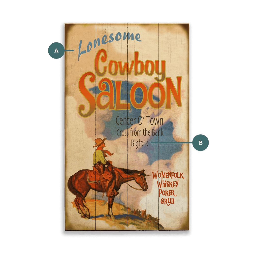Lonesome Cowboy Saloon - Wood & Metal Wall Art – Old Wood Signs