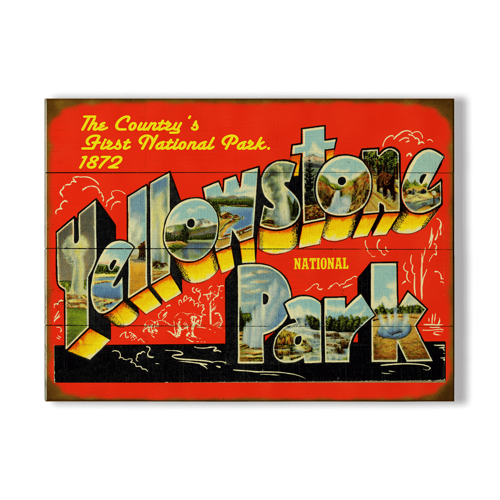 Yellowstone National Park Vintage Travel Sign - Wood & Metal Wall Art ...