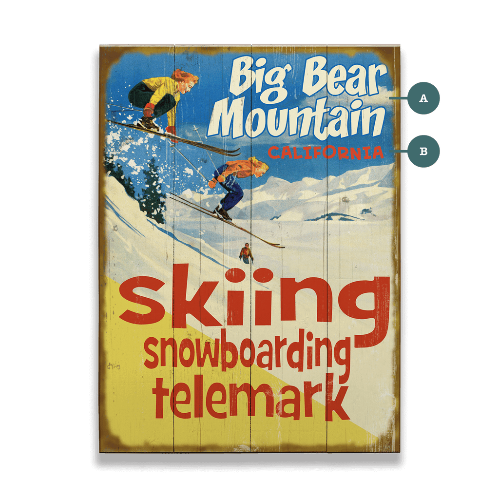 Skiing, Snowboarding, Telemark - Wood & Metal Wall Art – Old Wood Signs