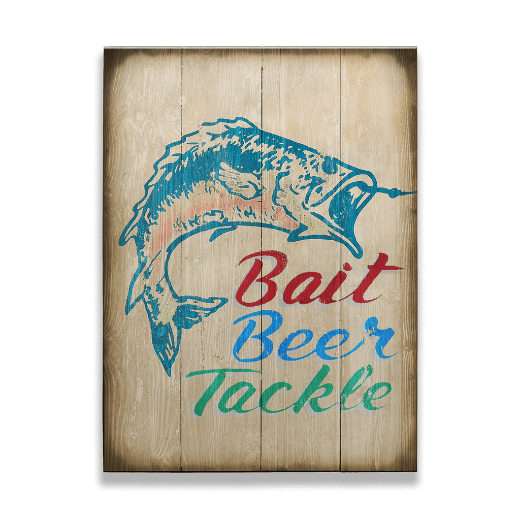 Bait, Beer, and Tackle: Generic - Wood & Metal Wall Art – Old Wood Signs
