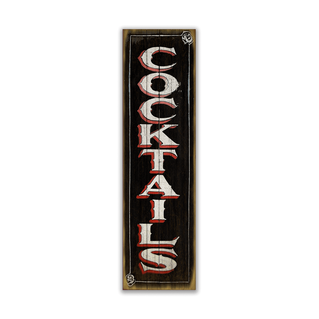Vintage Cocktails Sign - Wood & Metal Wall Art – Old Wood Signs