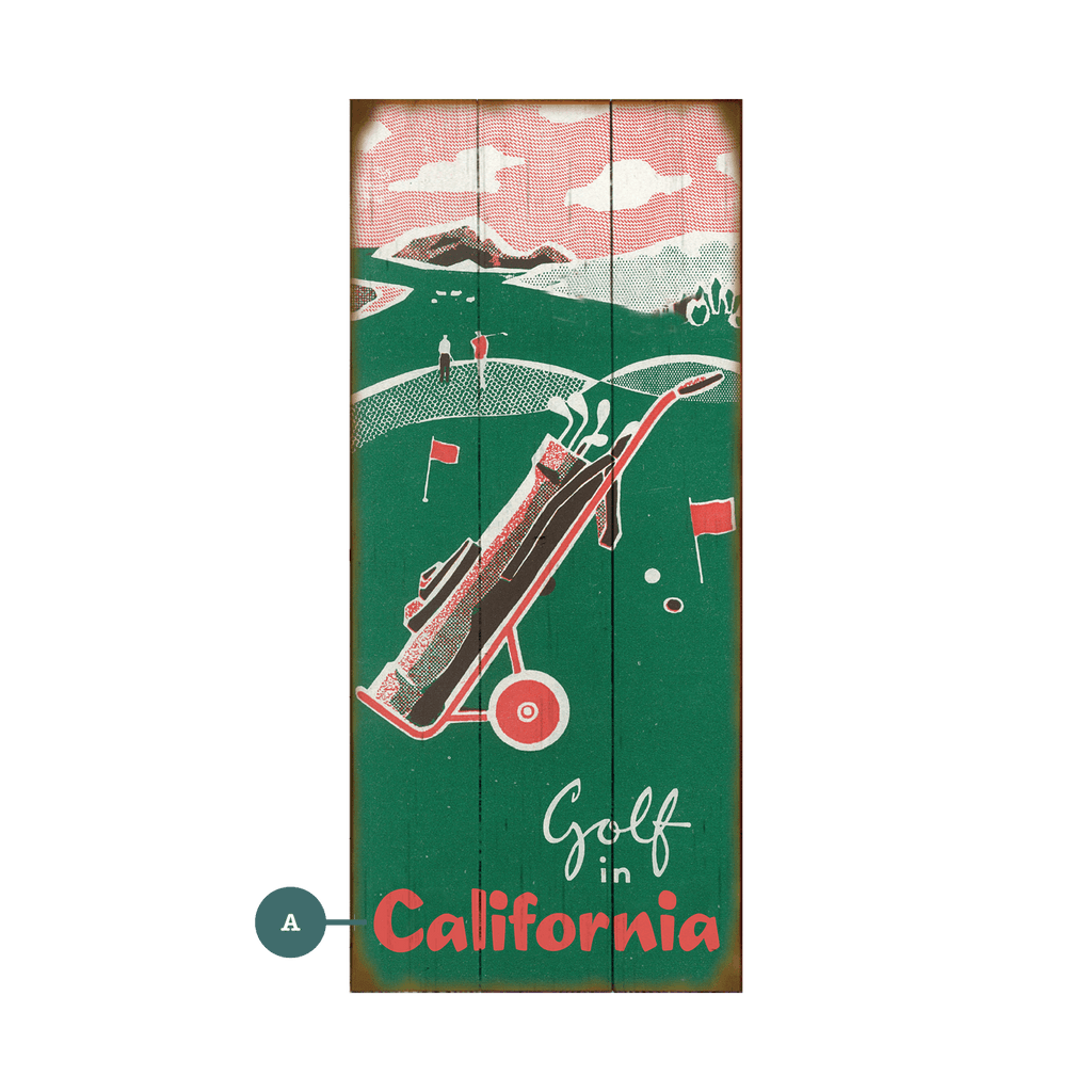 Retro Golf Scene - Wood & Metal Wall Art – Old Wood Signs