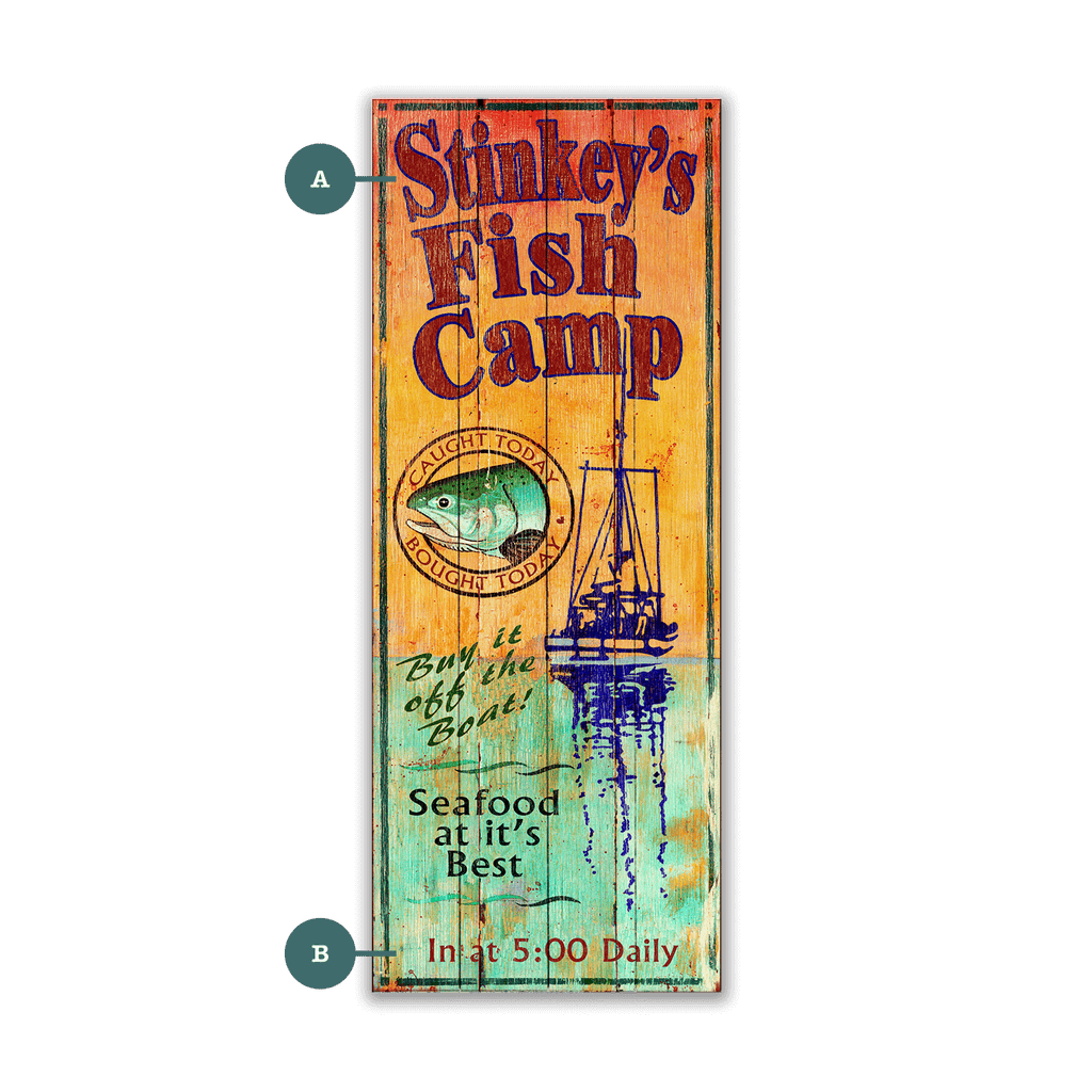 Stinky's Fish Camp - Wood and Metal Wall Art – Old Wood Signs