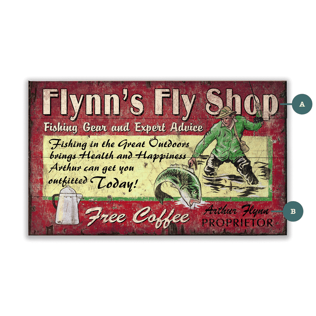 Flynn's Fly Shop - Wood & Metal Wall Art – Old Wood Signs