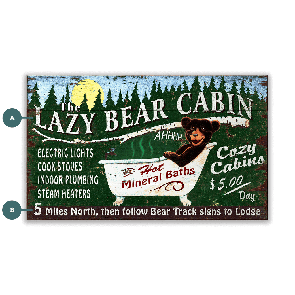 Lazy Bear Lodge - Wood & Metal Wall Art – Old Wood Signs