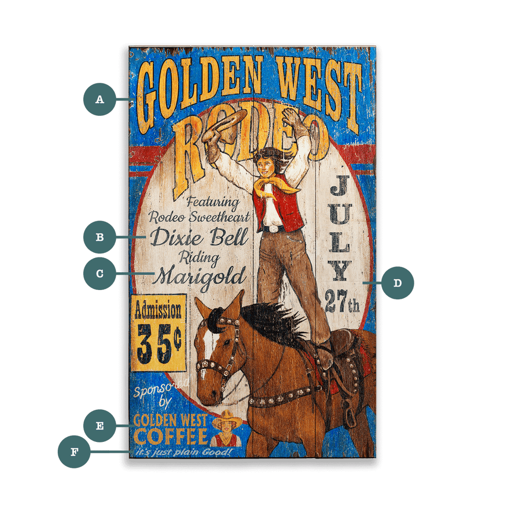 Golden West Rodeo - Wood & Metal Wall Art – Old Wood Signs