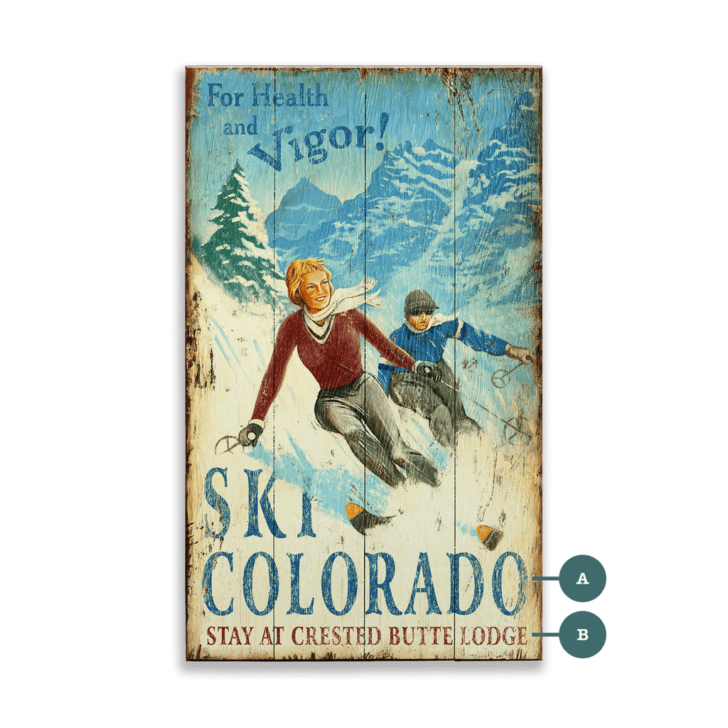 Ski Colorado: Health and Vigor - Wood & Metal Wall Art – Old Wood Signs