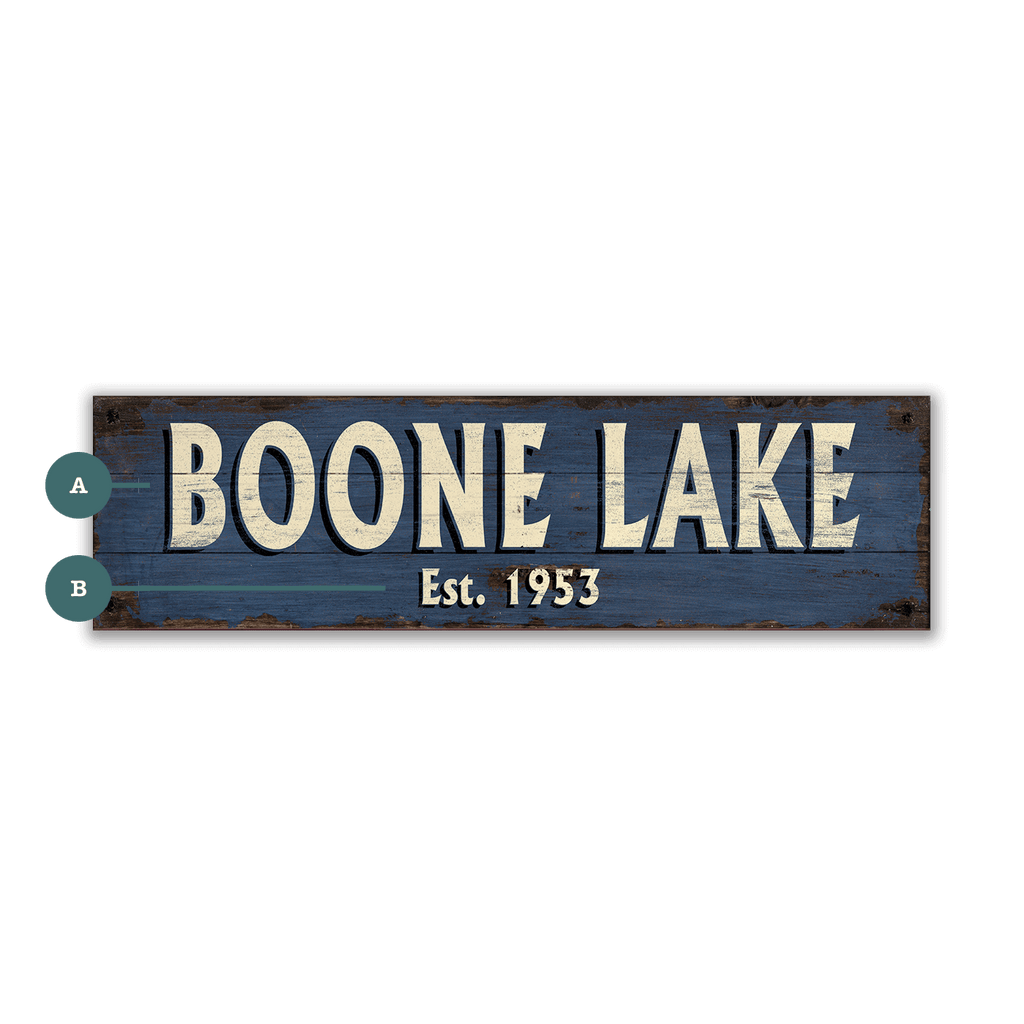 Old Town Charm Sign: Blue - Wood & Metal Wall Art – Old Wood Signs