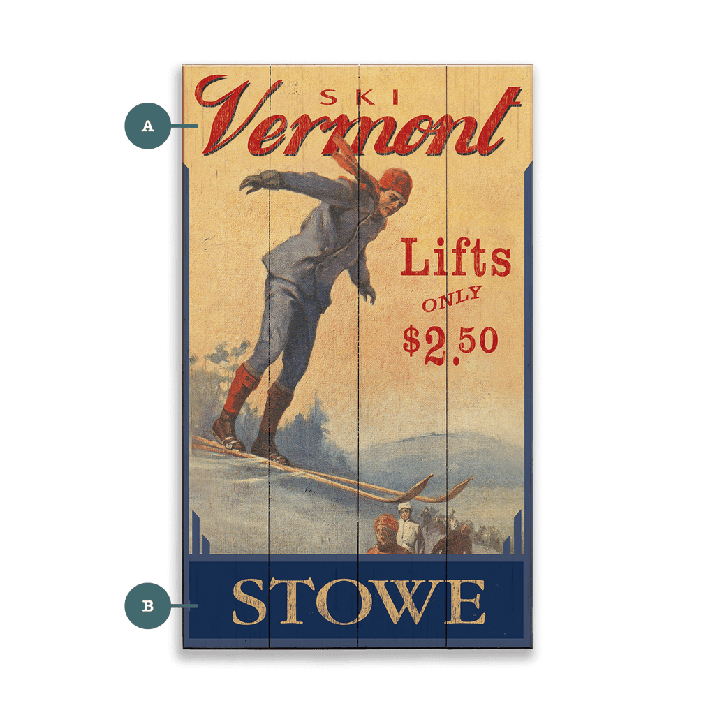 Ski Vermont - Wood & Metal Wall Art – Old Wood Signs