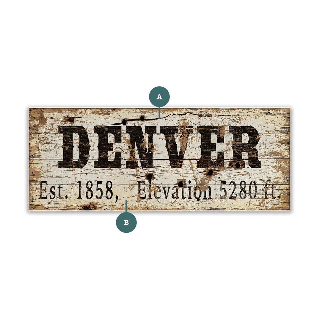 Denver Established & Elevation - Wood & Metal Wall Art – Old Wood Signs