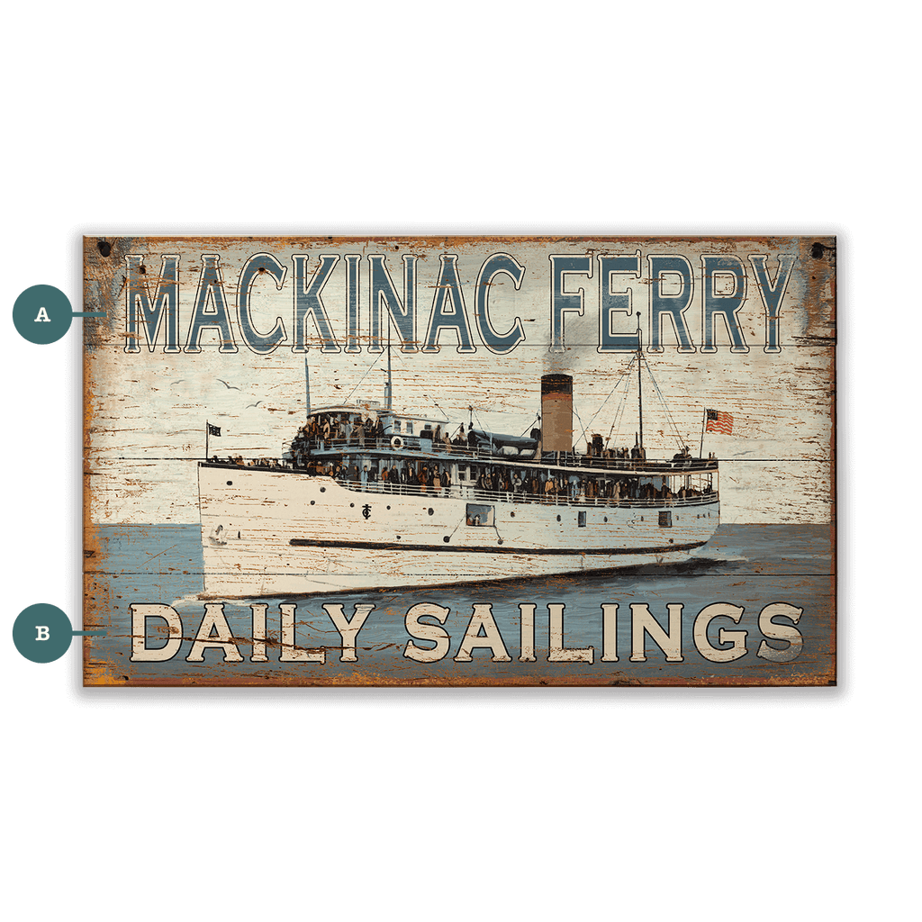 Mackinac Ferry - Wood & Metal Wall Art – Old Wood Signs
