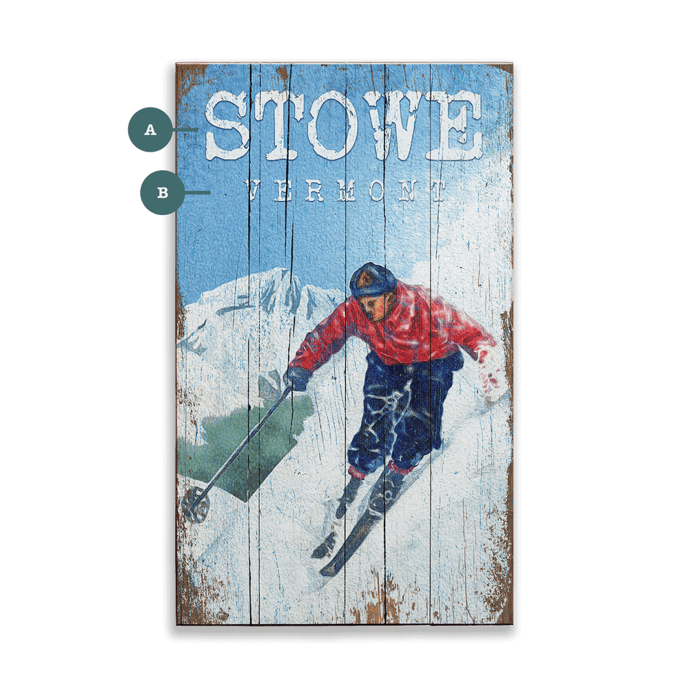 Ski Stowe Vermont - Wood & Metal Wall Art – Old Wood Signs