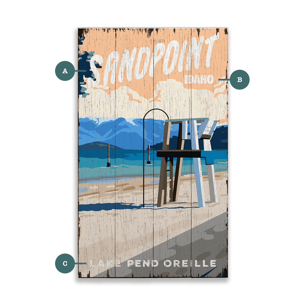 City Beach Scene: Distressed Finish - Wood & Metal Wall Art – Old Wood ...