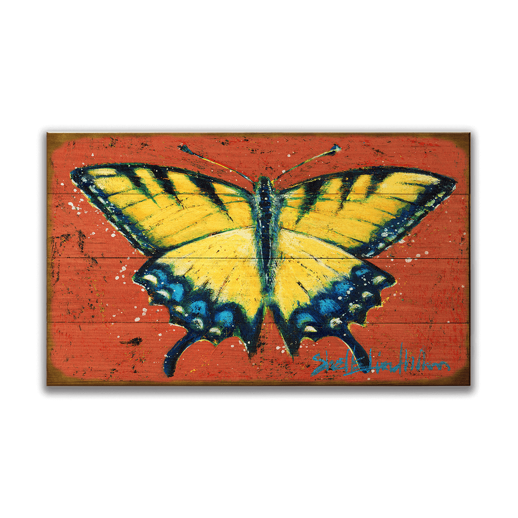 Yellow Swallowtail Butterfly - Wood & Metal Wall Art – Old Wood Signs