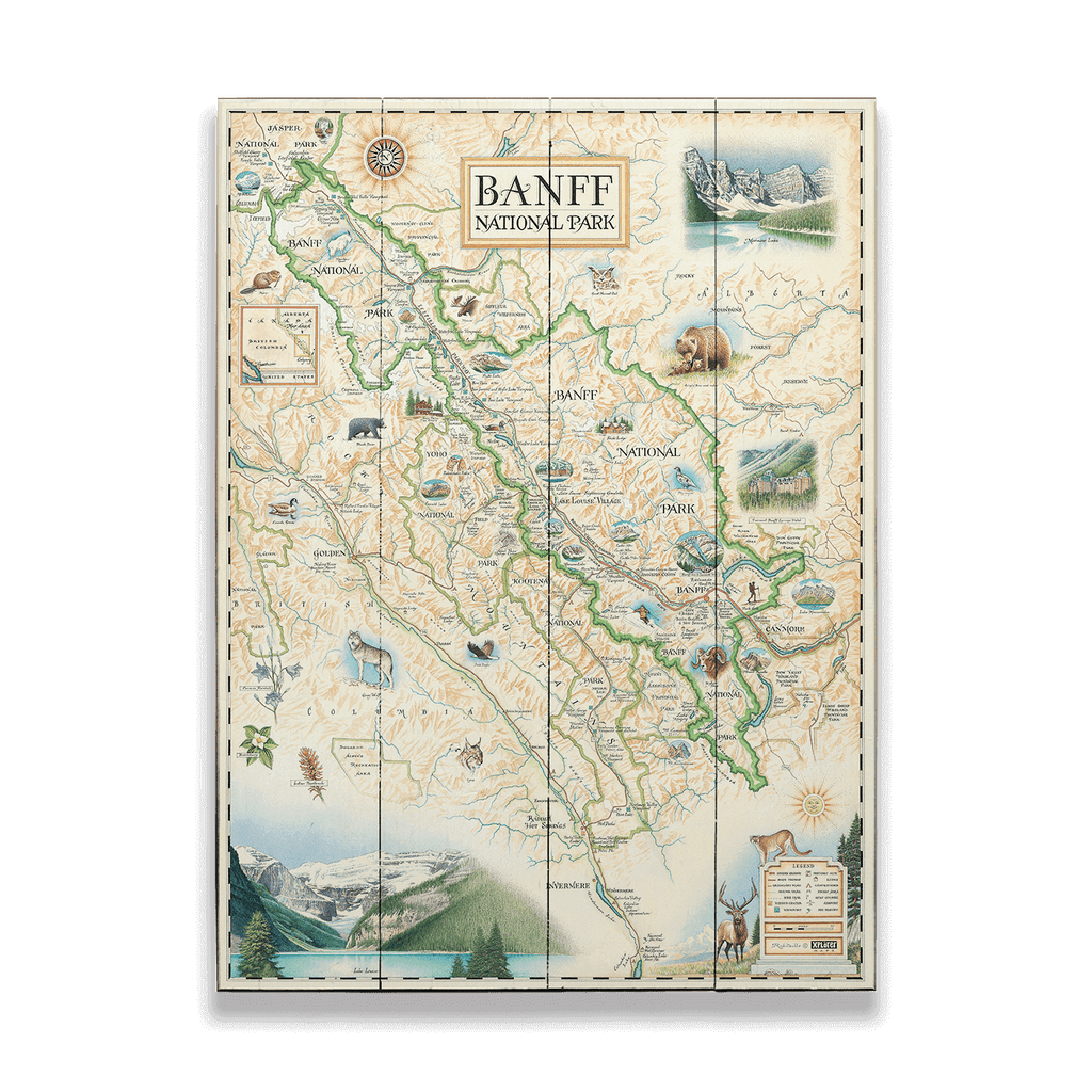 Banff National Park Xplorer Map - Wood & Metal Wall Art – Old Wood Signs