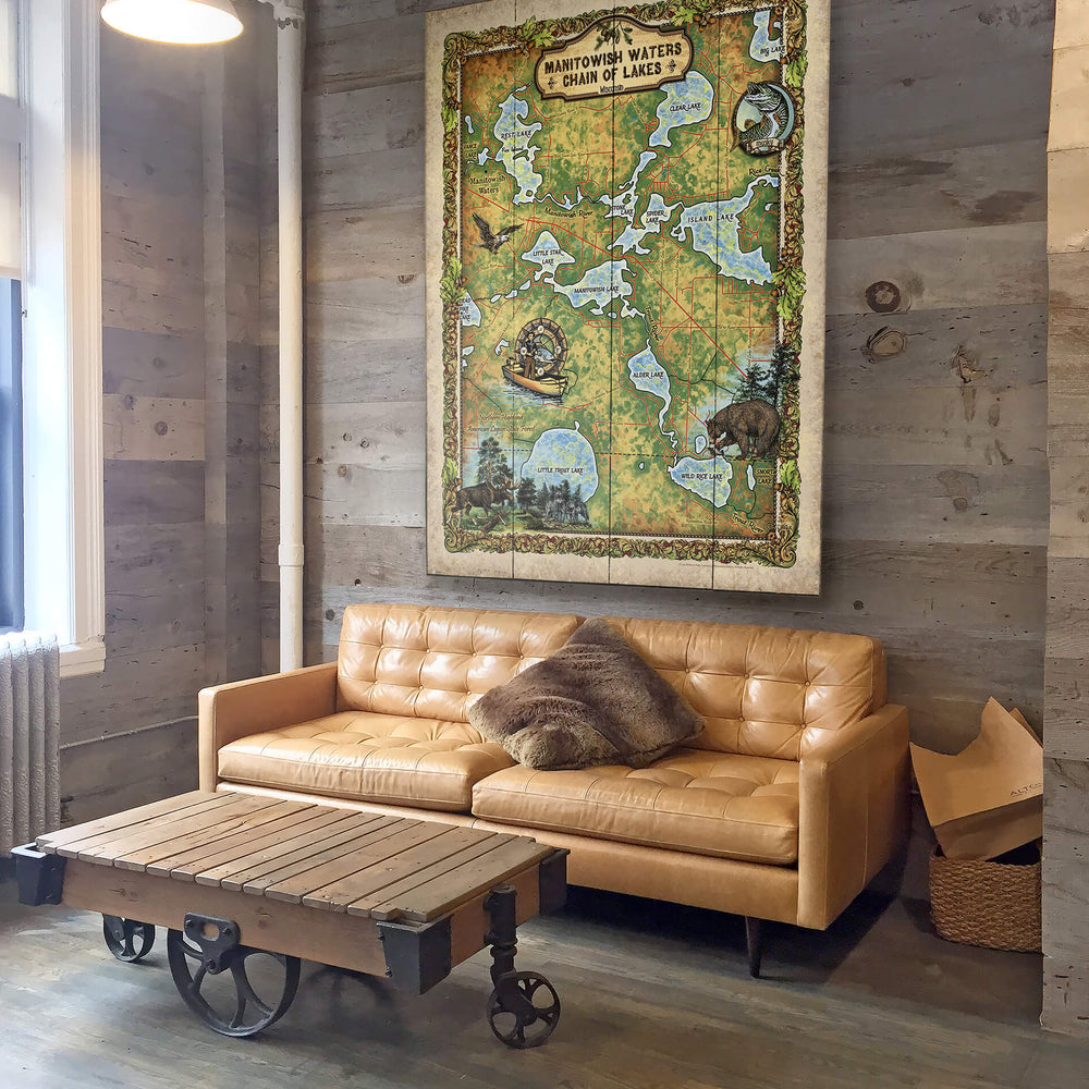 Manitowish Chain of Lakes: Illustrated Map - Wood & Metal Wall Art ...